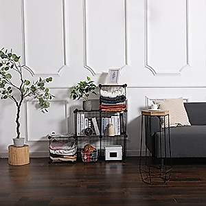 YCOCO Cube Storage Organizer,6 Cube Closet Organizers and Storage,Wire Metal Grids Bookshelf,Stackable Modular Shelves,Cube Storage Organizer Bins for Home,Office,Kids Room,Black