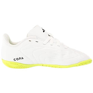 adidas Copa Pure.4 Indoor Sneaker, White/Core Black/Lucid Lemon, 12 US Unisex Little Kid