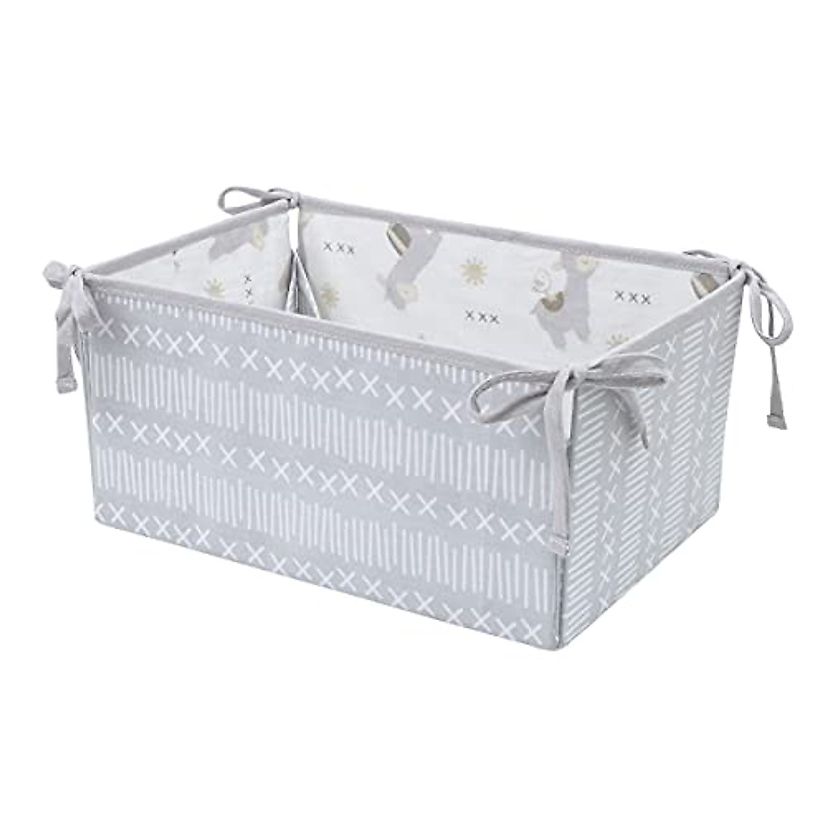 NoJo Mama's Little Llama Grey, White and Charcoal 4 Piece Nursery Crib Bedding Set - Comforter, Crib Sheet, Dust Ruffle and Nursery Organizer