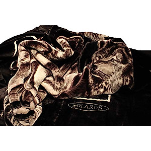SOLARON Korean Super Thick Heavy Weight Ultra Silky Soft Mink Heavy Duty Reversible Blanket Bed comforters bedspreads Bedding Comforter King or Queen (Queen, 119 Wolf Black)