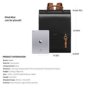 Cnoles Leather Backpack Purse For Women Fashion Ladies Vintage Bags Casual College Travel Backpacks Large bag Black