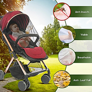 Mosquito Net for Stroller - V-Fyee Durable Baby Stroller Mosquito Net Perfect Bug Net for Strollers, Bassinets, Cradles, Playards, Pack N Plays and Portable Mini Crib (Black)