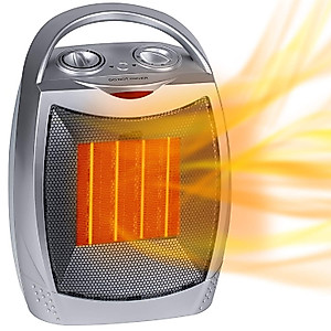 Portable Electric Space Heater 1500W/750W Personal Room Heater with Thermostat, Small Desk Ceramic Heater with Tip Over and Overheat Protection ETL Certified for Office Indoor Bedroom (Silver)