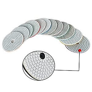 findmall 4 Inch Diamond Polishing Pads with 1Pcs 5/8-11 Backer Pad, 13Pcs 50-8000 Grit Polishing Pad Kit Fit for Drill, Grinder, Polisher