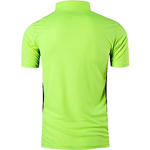 jeansian Men's Sport Quick Dry Short Sleeves Polo Tee T-Shirt LSL226 GreenYellow XL