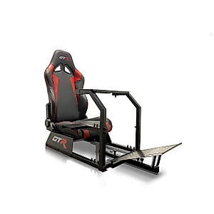 GTR Simulator GTA Model Majestic Black Frame with Adjustable Black Red Leatherette Speciale Racing Seat Racing Driving Gaming Simulator Cockpit Chair