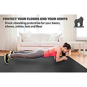 Premium Extra Large Exercise Mat - 10' x 4' x 1/4" Ultra Durable, Non-Slip, Workout Mats for Home Gym Flooring - Plyo, MMA, Cardio Mat - Use With or Without Shoes (120" Long x 48" Wide x 6mm Thick)