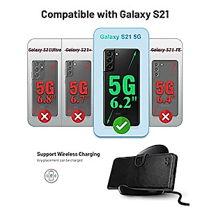 OCASE Compatible with Galaxy S21 5G Wallet Case, PU Leather Flip Folio Case with Card Holders RFID Blocking Kickstand [Shockproof TPU Inner Shell] Phone Cover 6.2 Inch (2021) - Black