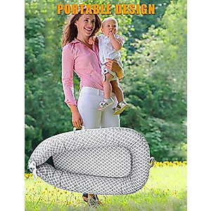 GoXteam Baby Lounger Cover Baby Nest Cover Soft Cotton Machine Wash Baby Lounger,Easy for Baby Lounger Replacement-Color Gray Grid