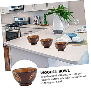 Garneck 1pc Leaves Wooden Bowl Wooden Salad Wooden Dishes Wooden Eating Bowl Wooden Bowls for Food Japanese Noodle Bowl Decorative Food Serving Bowl Japanese-style Jujube Wood Udon Noodle