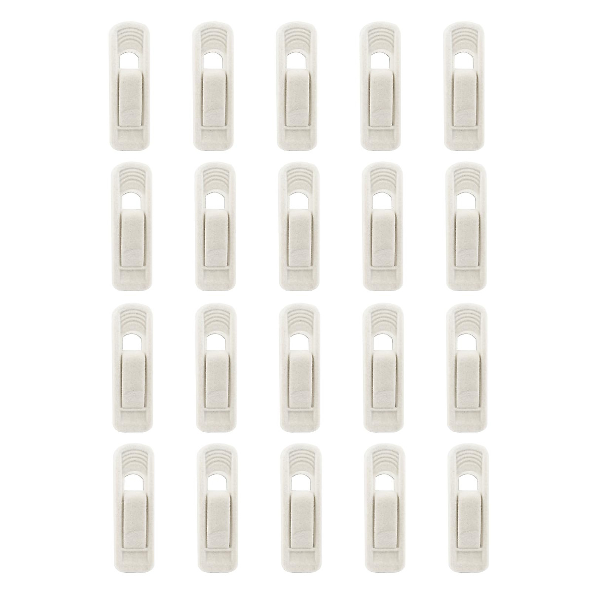 Hordion 20Pcs Ivory Velvet Hangers Clips, Strong Finger Flocked Clips, Felt Hangers Clips, Pants Hangers Skirt Hangers Velvet Clips for Thin Felt Hangers (Ivory)