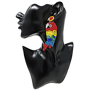 Emulily Beaded Colorful Parrot Post Earrings Handmade Parrot Earrings