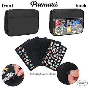 Enamel Pin Display Pages Pin Carrying Case, Pins Collection Storage Organizer Case, Travel Brooch Pin Display Bag with 6 Binder(Pins Not Included)