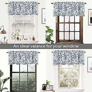 DriftAway Isla Paisley Floral Pattern Blackout Thermal Insulated Window Curtain Valance Rod Pocket 52 Inch by 18 Inch Plus 2 Inch Header Navy