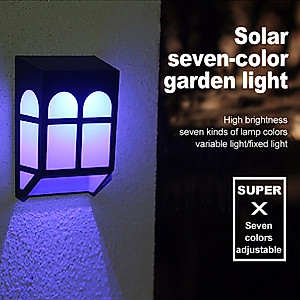 LED Solar Outdoor Fence Light Fence Light Garden Wall Light Home Garden Landscape Light Street Light Staircase Fence Wall Light, 7 Colors and 2 Patterns