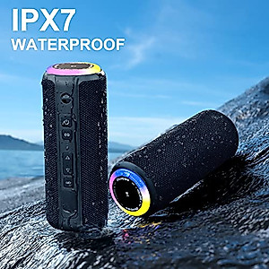 Ortizan Bluetooth Speakers, 40W Wireless Speaker with Bluetooth 5.0, IPX7 Waterproof Outdoor Speaker, 30H Playtime, Rich Bass, LED Lights, Stereo Pairing, Portable Speaker for Beach, Pool, Party