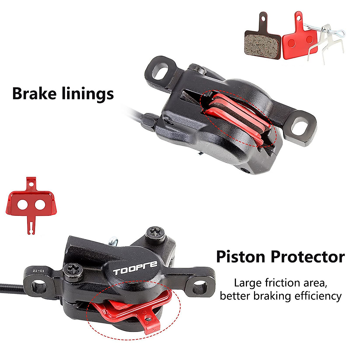 LIXADA Mountain Bike Hydraulic Disc Brake Aluminum Front and Rear Caliper Disc Brake Bicycle Accessories are Suitable for Most Mountain Bikes, Road Bikes, Fixed Gear Bikes, Mountain Bikes, etc.