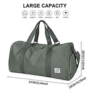 Gym Bag for Men Women,Small Fitness Workout Sports Duffle Bag with Wet Pocket & Shoes Compartment, Waterproof Overnight Weekender Duffel Bags for Traveling Dark Green
