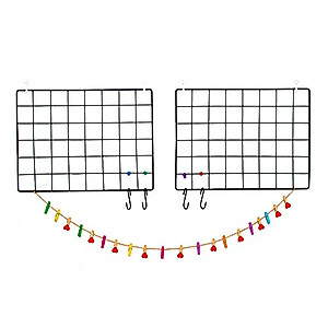 2 Pack Wire Wall Grid Panel | Photos & Pictures Display Grid Wall Panels | Black, Magnetic & Metal Grid | Wall Grid Organizer | Photo Grid | Grid Wire Board | Hanging Home, Office & Kitchen Decor