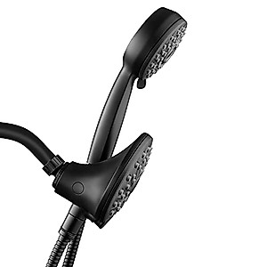 Waterpik One-Touch Dual 2-in-1 Shower System With Rain Shower Head and 7-Mode Hand Held Shower Head, Matte Black XPB-135E-765ME