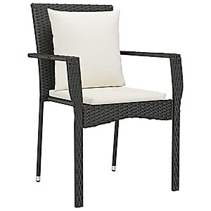 WFAUIBR Dining Set with Cushions 5 Piece Patio ，Bistro Sets,Coffee Table Sets, Whether You Have a Balcony, Lawn, Garden, or Poolside, This Set is Outdoor Spaces，Black，5 Piece 35.4"