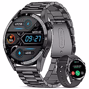 LIGE Smart Watch for Men Bluetooth Call Answering, Fitness Tracker Watch with Heart Rate/BP/Sleep Monitor Step Counter, 2023 1.3'' HD Full Touch Screen Waterproof Smartwatches for iPhone Android Black