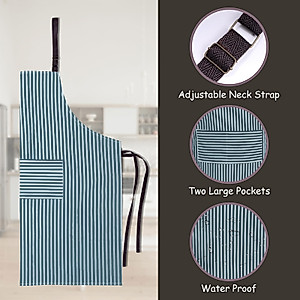 ATROPOS 2 Pack Aprons for Women with Pockets, Waterproof Cooking Aprons for Women Men, Adjustable Bib Apron Chef Aprons for Kitchen, Cooking, BBQ, Cleaning