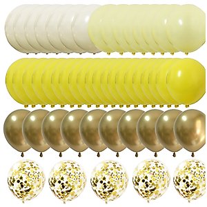 Pastel Yellow Cream Gold Balloons 12inch –Matte Pale Yellow Ivory White Balloons 60packs for Baby Bridal Shower Birthday Party Decorations (Bright Yellow)