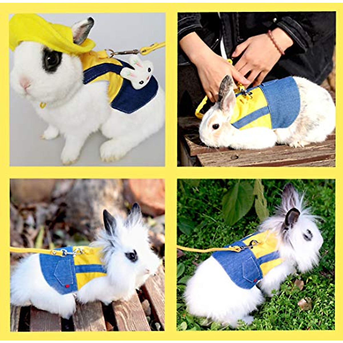 Guinea Pig Clothes,Soft Bunny Ferret Clothes with Pet Rabbit Harness and Leash Mini Hat Bag Cute Brooch for Kitten Small Animal Collars