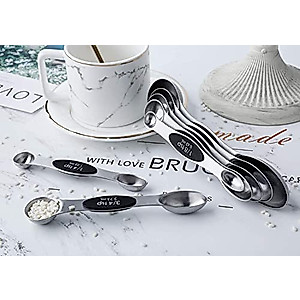 Magnetic Measuring Spoons Set of 7 Stainless Steel Dual Sided Teaspoon Tablespoon for Measuring Dry and Liquid Ingredients