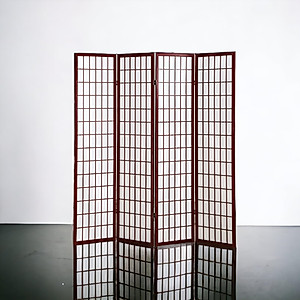 Liveasy Furniture 4 Panels Room Divider Privacy Screen Shoji Divider 6ft High Japanese Style Privacy Room Divider (Cherry, 4 Panels)