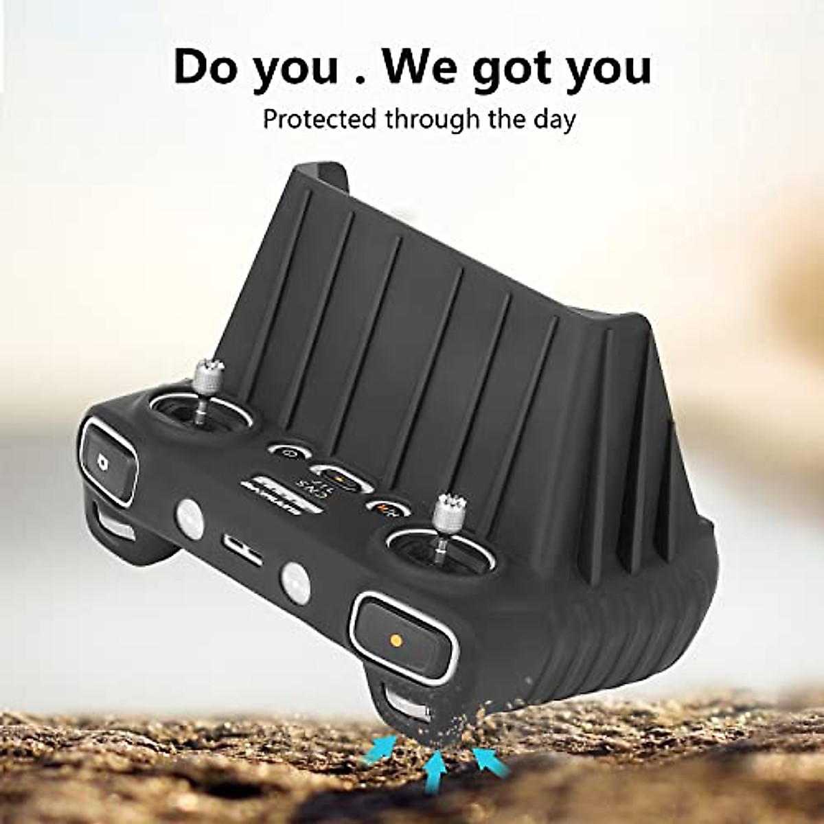 Silicone Protective Cover Case with Sunshade Sun Hood for DJI Mini 3 Pro RC Remote Controller Accessories Skin Case (Black)