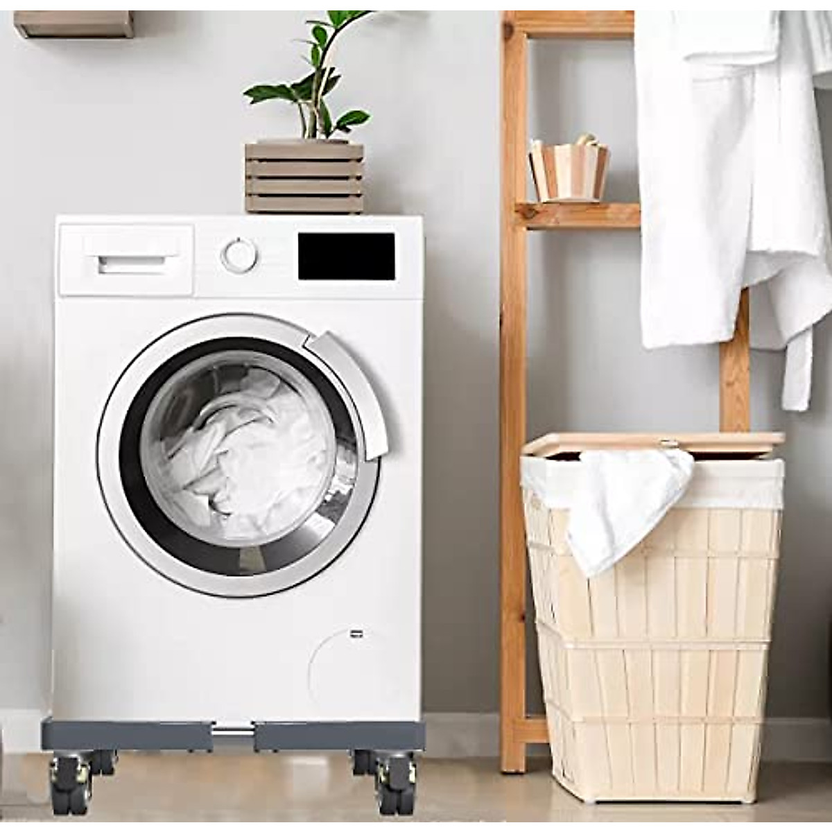 Lufia Furniture Dolly, Indoor Plant Stand, Mini Fridge Stand with 4 Locking Wheels, Adjustable Appliance Dolly Cart for Mini Fridge, Washing Machine, Refrigerator, Moving Cart, Roller Laundry Pedestal