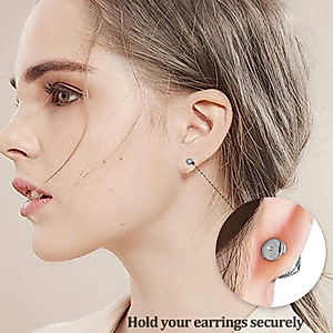 DELECOE 2 Pairs 18K White Gold Locking Earring Backs Replacements for Diamond Studs, Hypoallergenic 925 Silver Earring Backs for Studs Secure Push Earring Backs(Comfort,No-Fading)