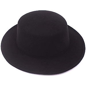 Classic Unisex Wool Blend Fedora Hat Brim Flat Church Cap Wide Brim Classic Pork Pie Hat Perfect for Wedding Party Talent Show Performance Best Xmas Gift for Boys Girls Women Men Black
