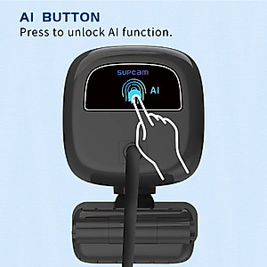 SUPCAM 4K Webcam, AI Auto Framing Webcam with Microphone and Speaker，Autofocus Lens，Adjustable Field of View，Light Correction，External Privacy Cover,Wide Compatibility
