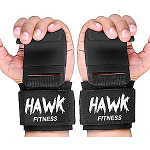 HWK Sports Weightlifting Hooks with Wrist Straps for Men & Women, Black, Padded Lifting Hooks with Heavy Duty Lifting Straps Ideal for Weightlifting, Bodybuilding & Powerlifting Weights up to 700lbs