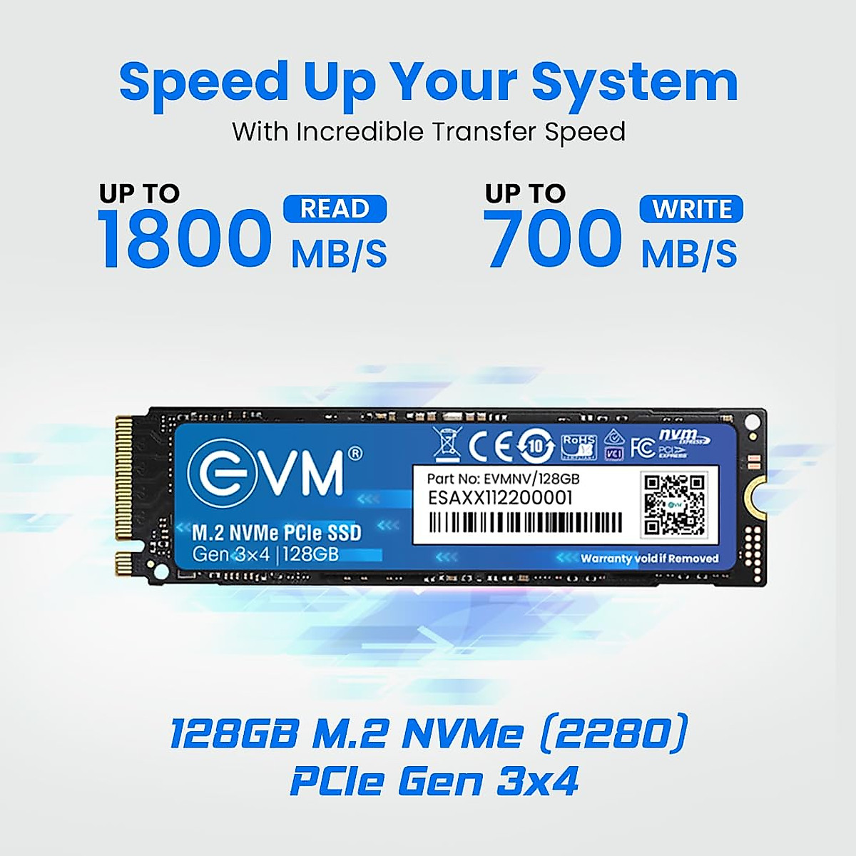 EVM Internal SSD Interface PCle Gen 3x4 Fast Performance, Ultra Low Power Consumption NVME PCIe SSD (EVMNV/128GB, Black, 128GB)