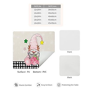 Coffee Mat for Counter,Christmas Pink Gnome Snowflake Star Linen Texture Absorbent Hide Stain Coffee Bar Mat,Non-slip Coffee Bar Accessories Kitchen Drying Mat Fit Under Coffee Maker Espresso Machine