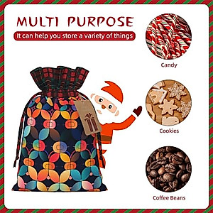 Christmas Gift Bags with Drawstring Burlap Gift Bags Abstract Pattern Christmas Linen Bags for Xmas Party Candy Bags with Cards Xmas Reusable Wrapping Bags Christmas Linen Treat Bags for Holiday
