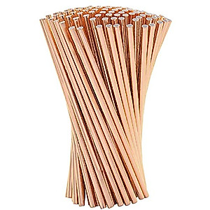 Naturalik 100-Pack Biodegradable Rose Gold Paper Straws- Extra Durable Metallic Rose Gold Drinking Straws- Rose Gold Straws for Birthday, Wedding, Bridal/Baby Shower, cake pops, Party Supplies