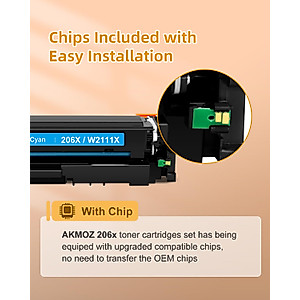 206X Toner Cartridges 4 Pack High Yield (with Chip) Compatible Replacement for HP 206X W2110X 206A W2110A Set Work with HP Color Laserjet Pro MFP M283fdw M283cdw M255dw M283 M255 Printer