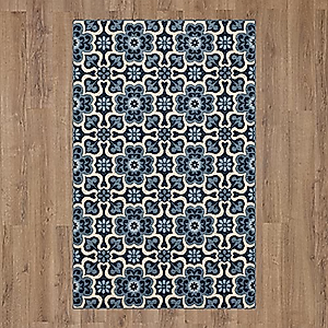 Mohawk Home Soho Marjorelle Gardens Floral Printed Area Rug, 5'x8', Blue