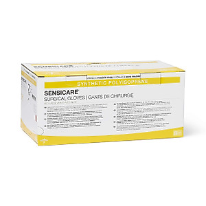 Medline SensiCare Surgical Gloves with Aloe Vera, Powder-Free, Sterile, Size 7, White (Pack of 100)