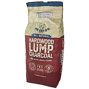 Mr. Bar-B-Q Natural Hardwood Lump Charcoal | Burns Hotter, Longer & Cleaner | Made from a 100% Hardwood Blend | Natural Lump Charcoal | Lights Easily - Low Ash | 8-Pound Bag