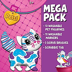 Crayola Scribble Scrubbie Pets Mega Pack (12 Pets), Reusable Pet Care Toy, Dog & Cat Toys for Kids, Holiday Gift for Girls & Boys, 3+