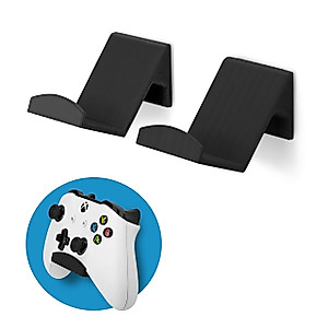 BRAINWAVZ Game Controller Wall Mount Stand Holder (2 Pack) for Xbox ONE Switch PS4 STEAM PC Nintendo, Universal Game Controller Accessories - No Screws, Stick on, Black