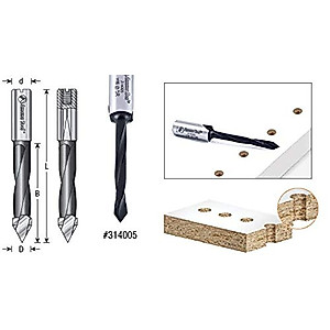 Amana Tool - 314005 Carbide Tipped Through-Hole Boring Bit R/H 5mm Dia x 70mm Long x 10mm