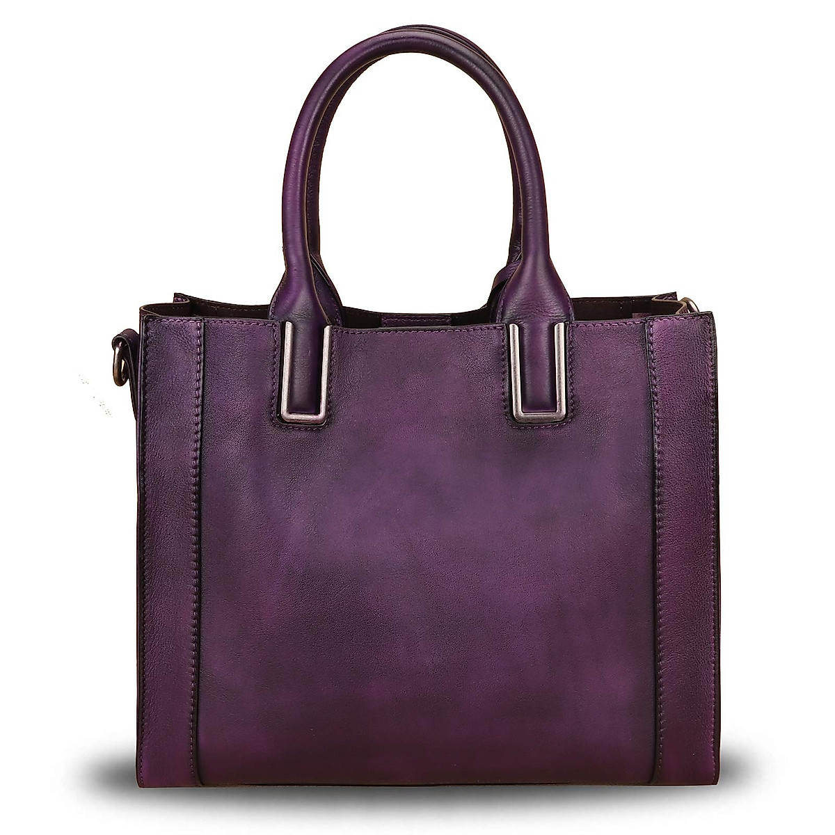 Genuine Leather Satchel Handbag for Women Vintage Handmade Shoulder Bag Cowhide Tote Purse (Purple)