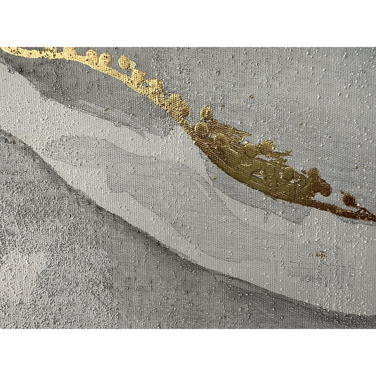 100% Hand Painted Black White and Gold Wall Art, Big Painting 28X40 Inch, Abstract Canvas Wall Art with Gold Foil Textured Art, Modern Wall Pictures for Living Room.